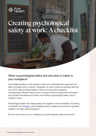 Creating psychological safety at work: A checklist